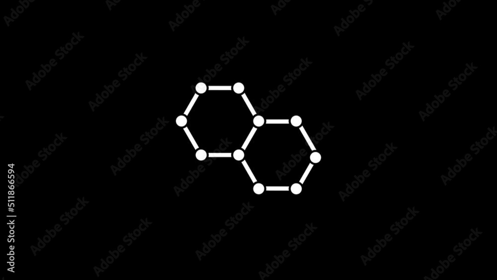 White picture of molecules on a black background. chemical elements and ...