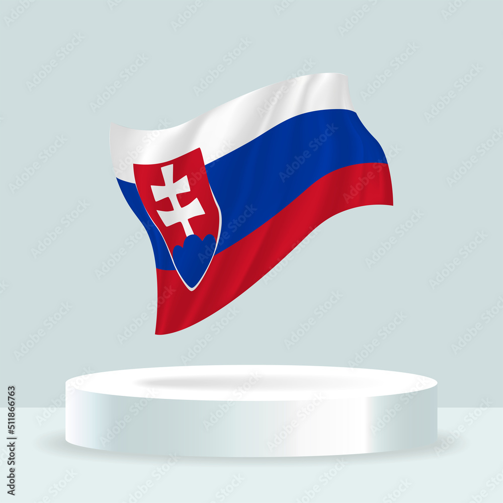 Vecteur Stock Slovakia flag. 3d rendering of the flag displayed on the ...