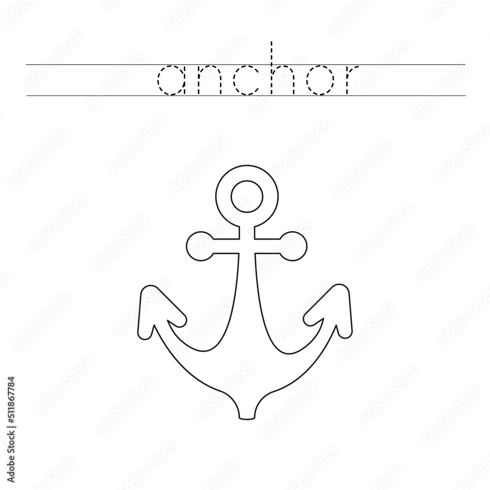 Trace the letters and color anchor. Handwriting practice for kids ...