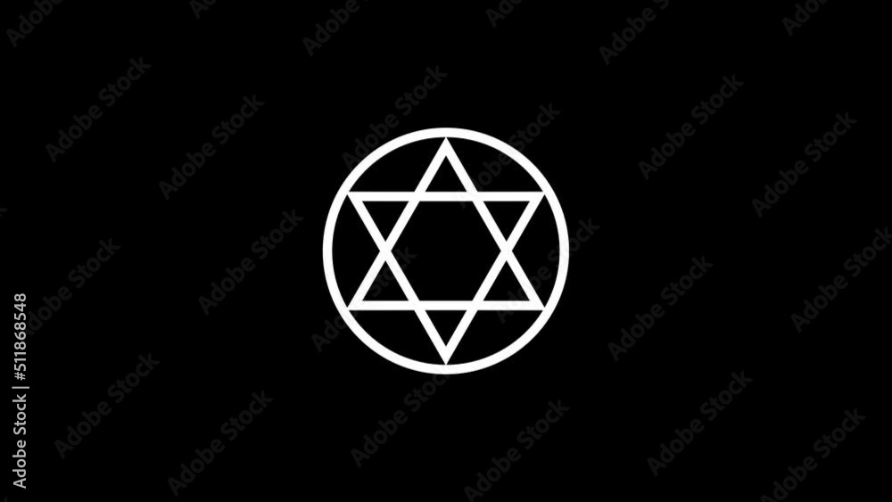 White picture of star of david on a black background. religious sign of ...