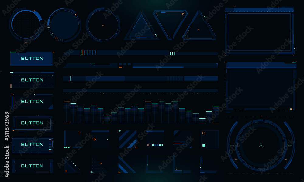 Set of Sci Fi Modern User Interface Elements. Futuristic Abstract HUD. Good for game UI. Vector ...