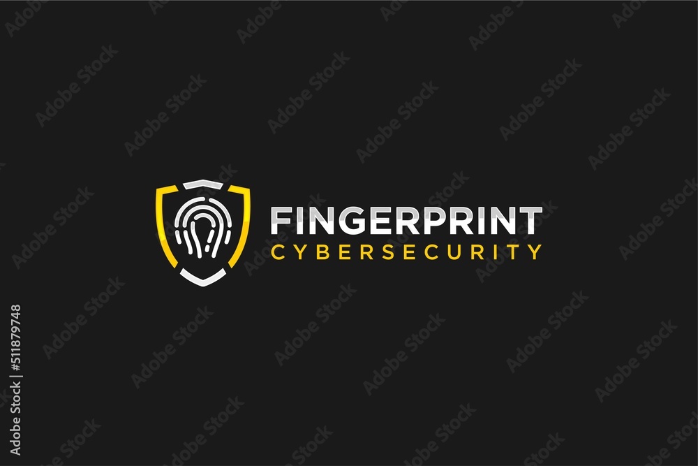 Fingerprint security logo design password protection shield modern ...