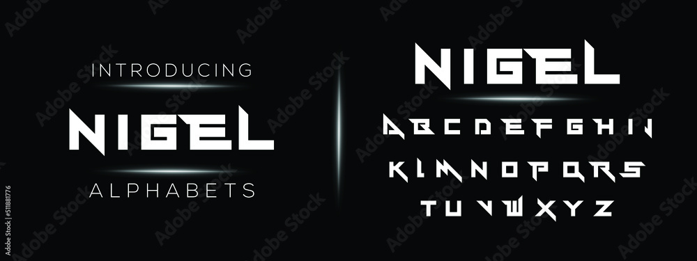 Vetor do Stock: NIGEL Luxury Minimal Modern Tech Alphabet Letter Fonts ...