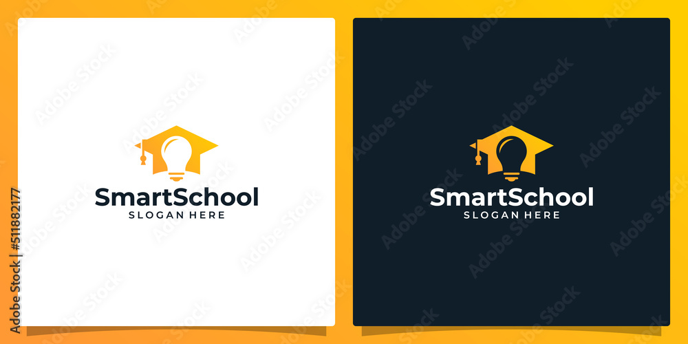 College, Graduation cap, Campus, Education logo design and light bulb ...