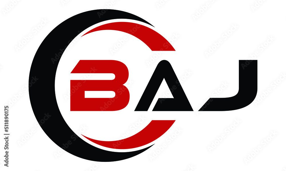 BAJ three letter swoosh logo design vector template | monogram logo ...