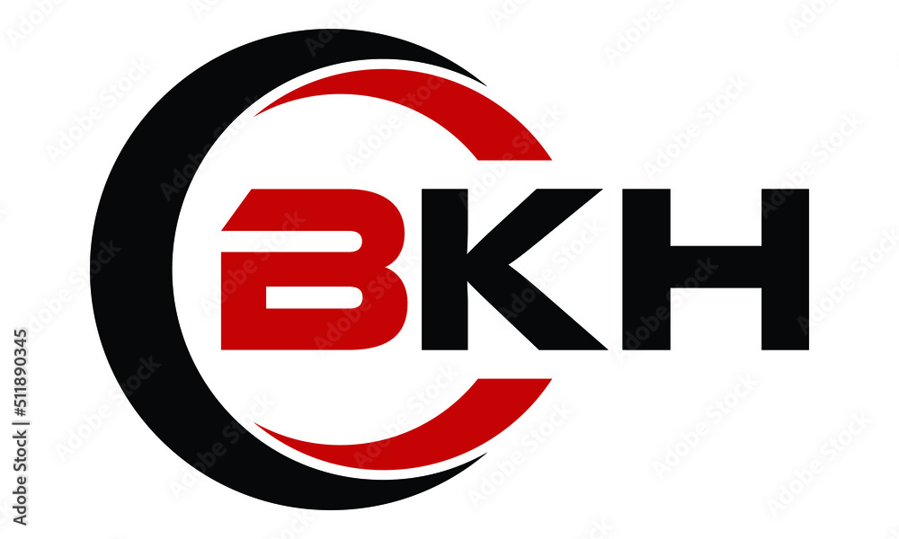BKH three letter swoosh logo design vector template | monogram logo ...