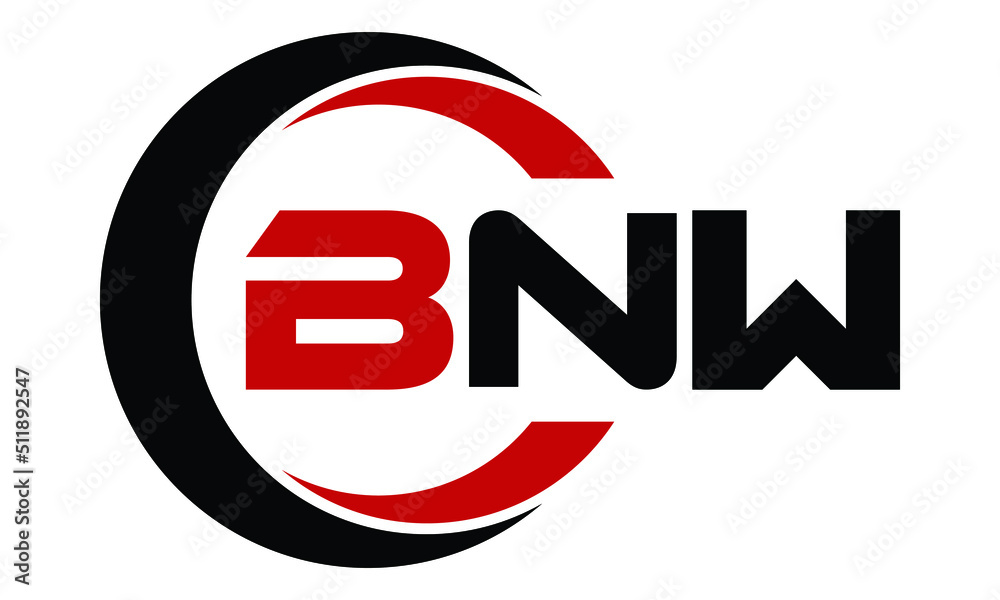 BNW three letter swoosh logo design vector template | monogram logo ...