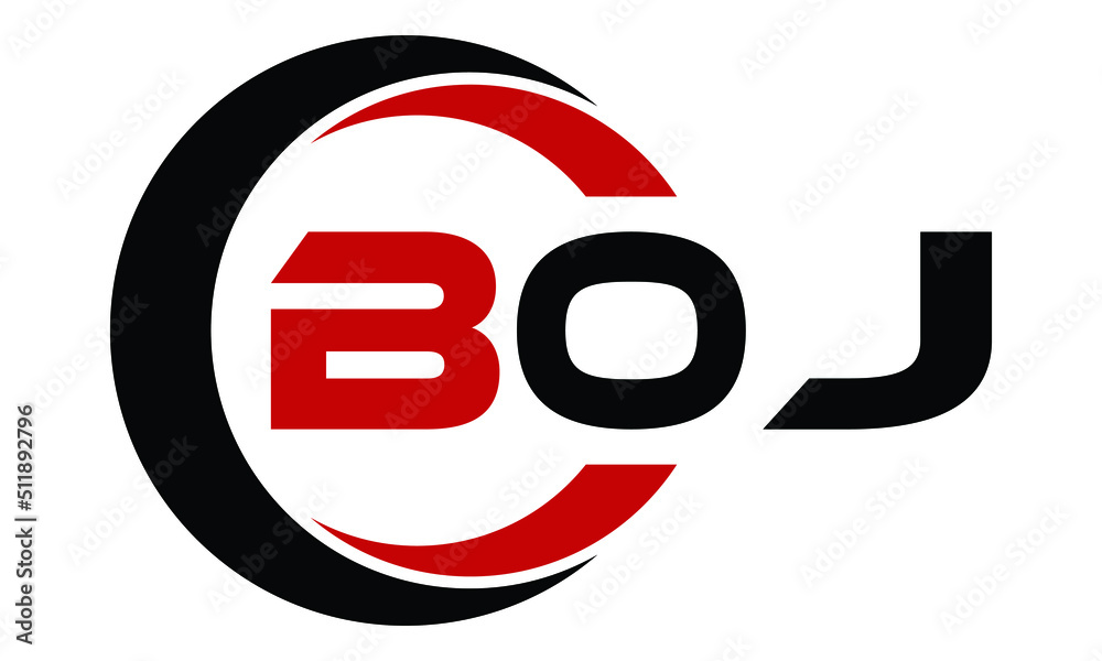 BOJ three letter swoosh logo design vector template | monogram logo ...