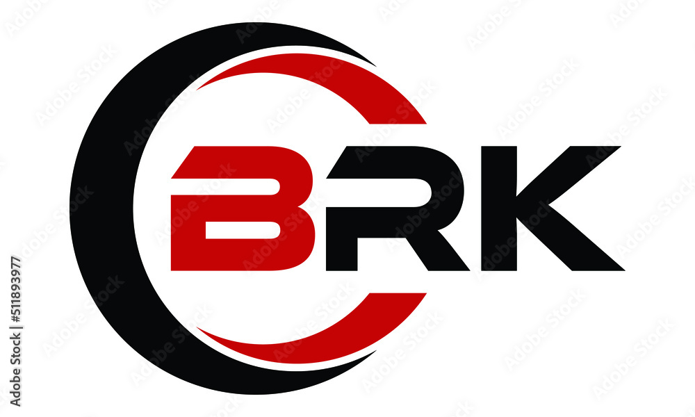 BRK three letter swoosh logo design vector template | monogram logo | abstract logo | wordmark ...