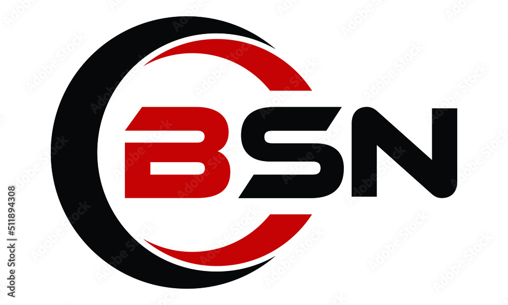 BSN three letter swoosh logo design vector template | monogram logo ...