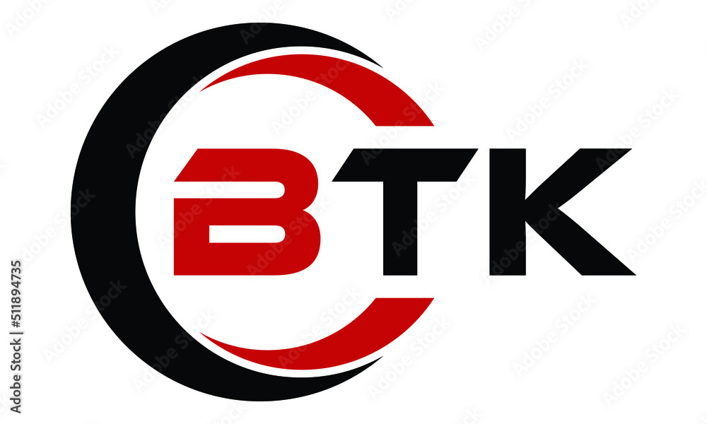 BTK three letter swoosh logo design vector template | monogram logo ...