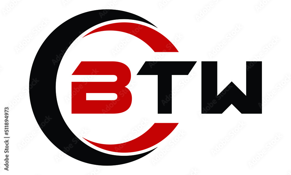 BTW three letter swoosh logo design vector template | monogram logo ...