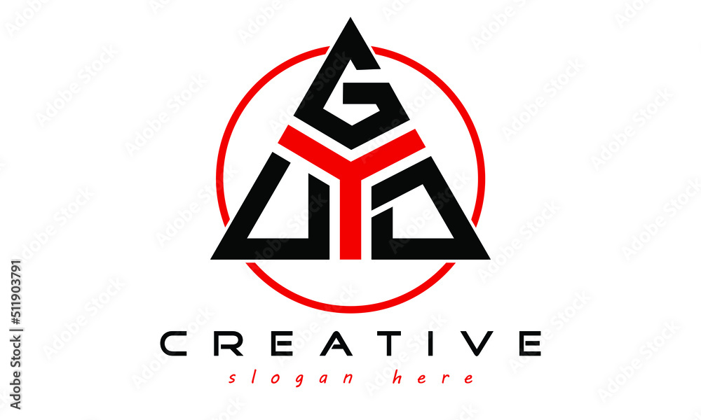 UGD three letter creative triangle shape in circle logo design vector ...