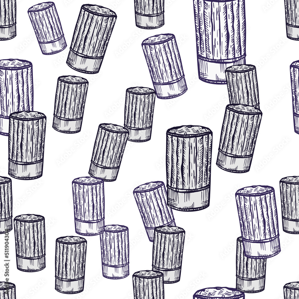 High chef hat sketch seamless pattern. Kitchen traditional element for ...