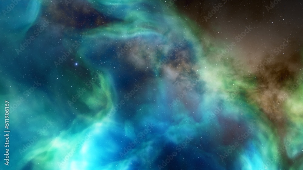 colorful space background with stars, nebula gas cloud in deep outer ...
