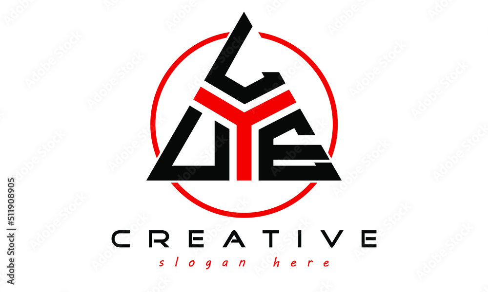 ULE three letter creative triangle shape in circle logo design vector ...