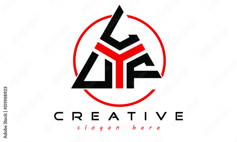 ULF three letter creative triangle shape in circle logo design vector ...