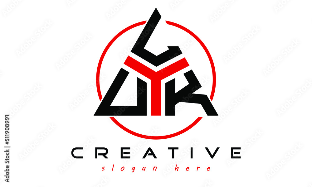 ULK three letter creative triangle shape in circle logo design vector ...