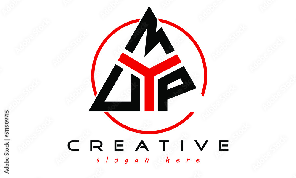 UMP three letter creative triangle shape in circle logo design vector ...