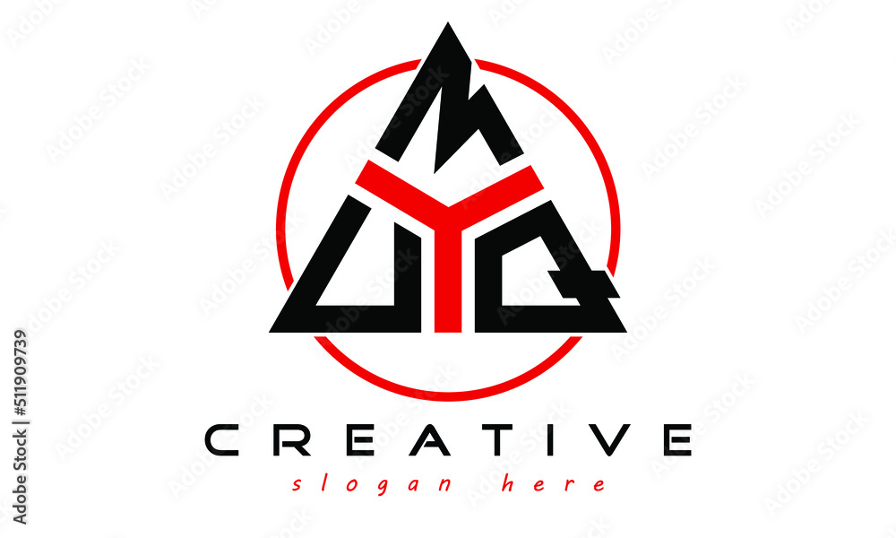 UMQ three letter creative triangle shape in circle logo design vector ...