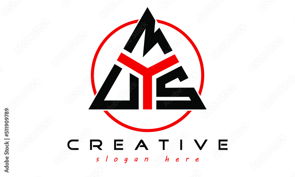 UMS three letter creative triangle shape in circle logo design vector ...