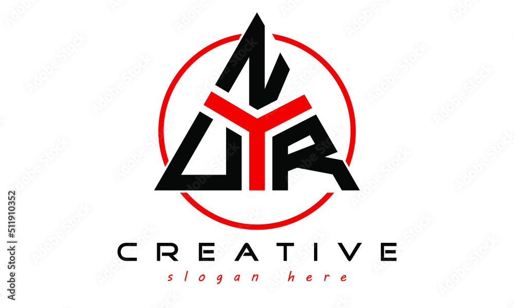 UNR three letter creative triangle shape in circle logo design vector ...