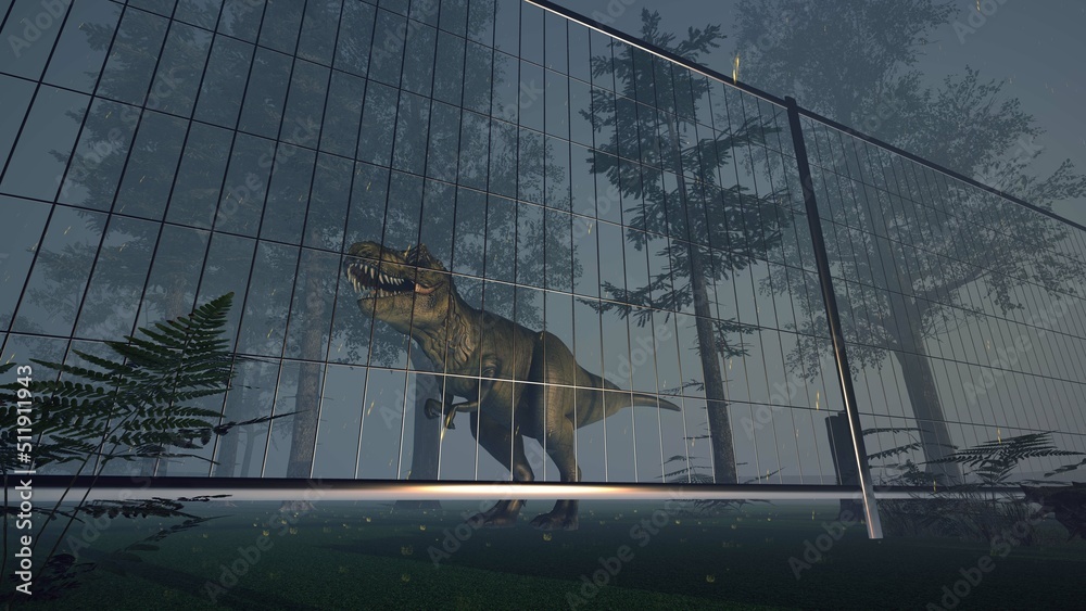 Dinosaur behind a fence. Extremely detailed and realistic high ...