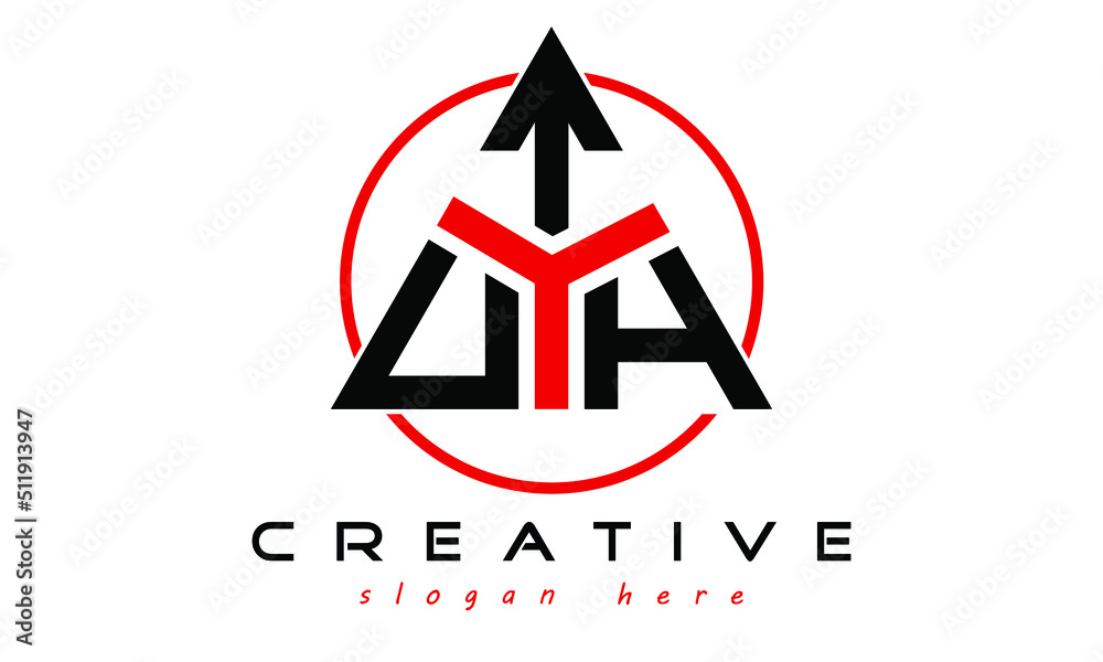 UTH three letter creative triangle shape in circle logo design vector ...