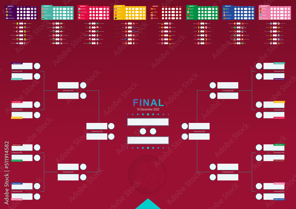 Vetor de Football results table, countries flags participating in ...