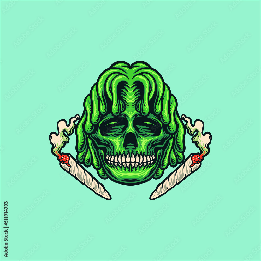 colorful skull weed illustration vector design Stock Vector | Adobe Stock