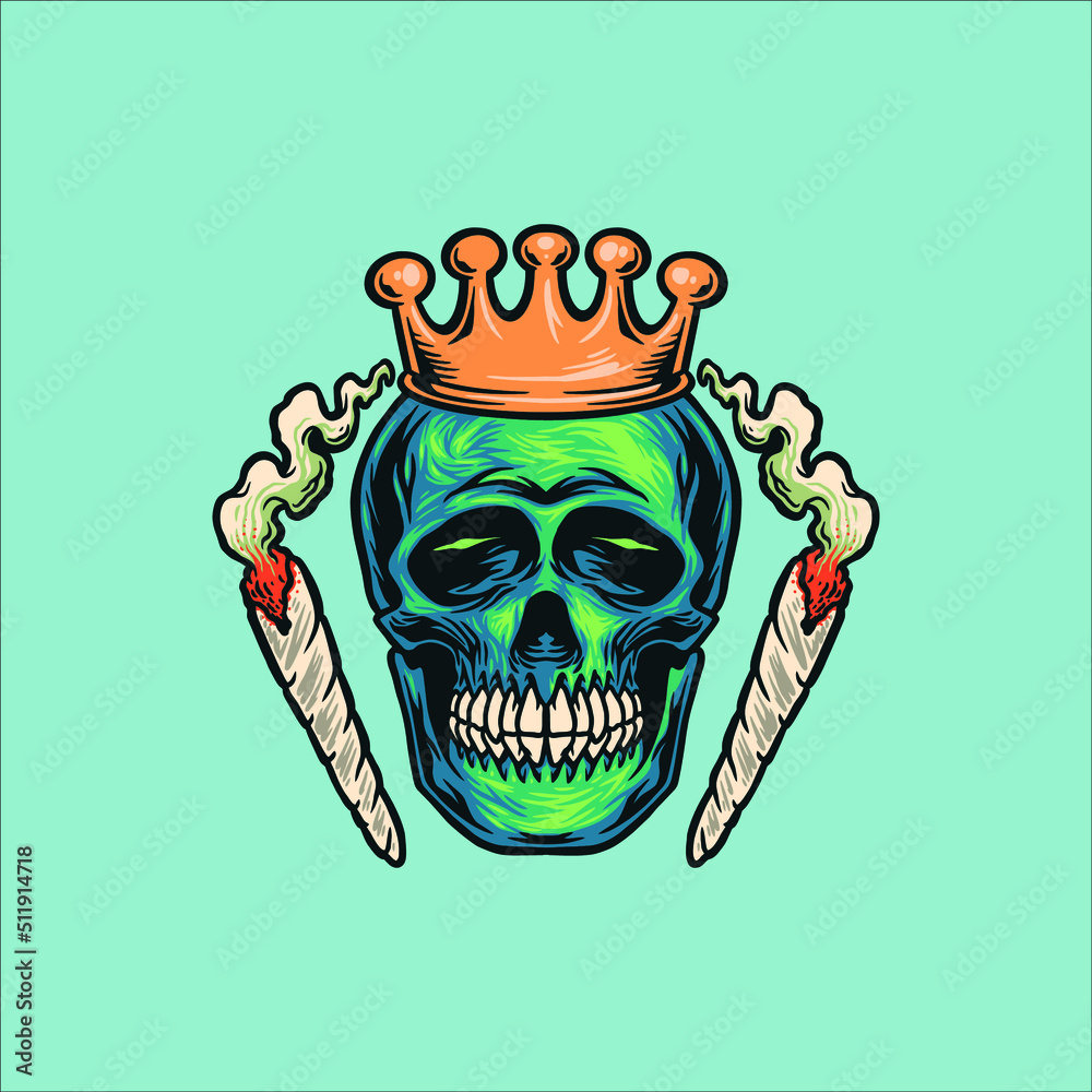 colorful skull weed illustration vector design Stock Vector | Adobe Stock