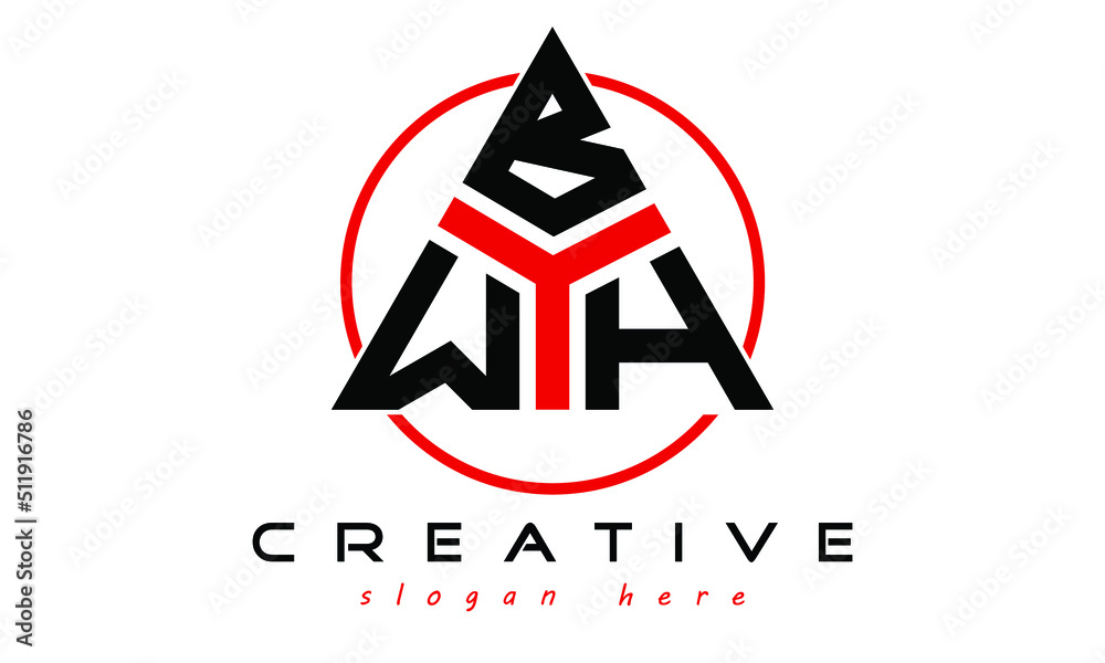 WBH three letter creative triangle shape in circle logo design vector ...