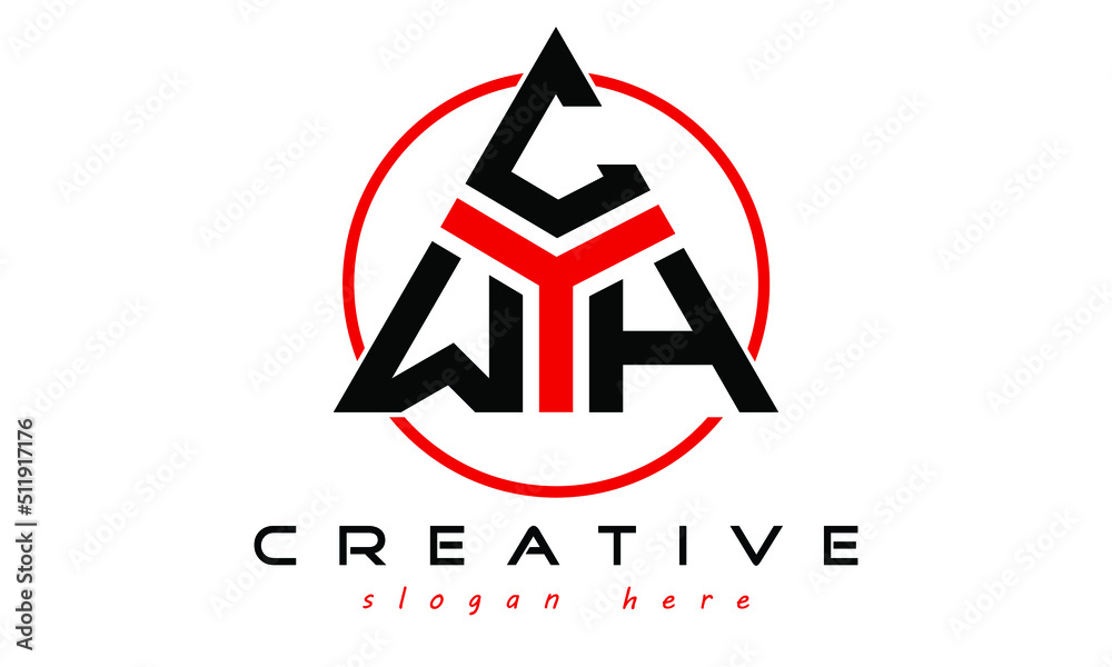WCH three letter creative triangle shape in circle logo design vector ...