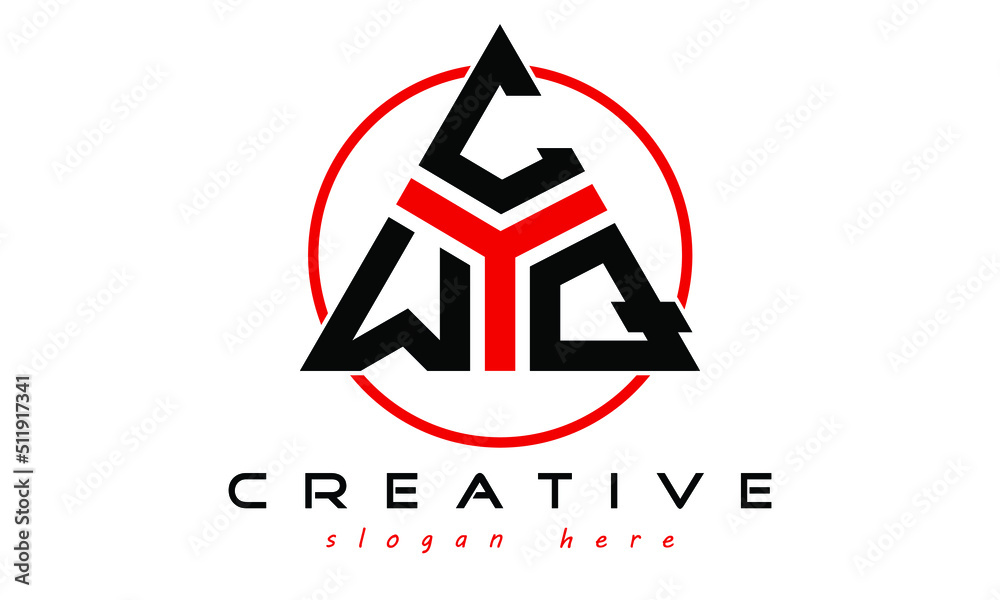 WCQ three letter creative triangle shape in circle logo design vector ...