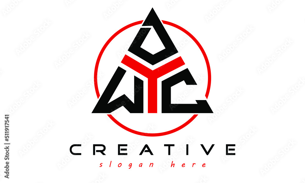 WDC three letter creative triangle shape in circle logo design vector ...