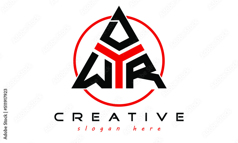 WDR three letter creative triangle shape in circle logo design vector ...