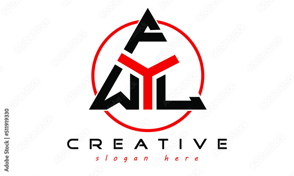WFL three letter creative triangle shape in circle logo design vector ...