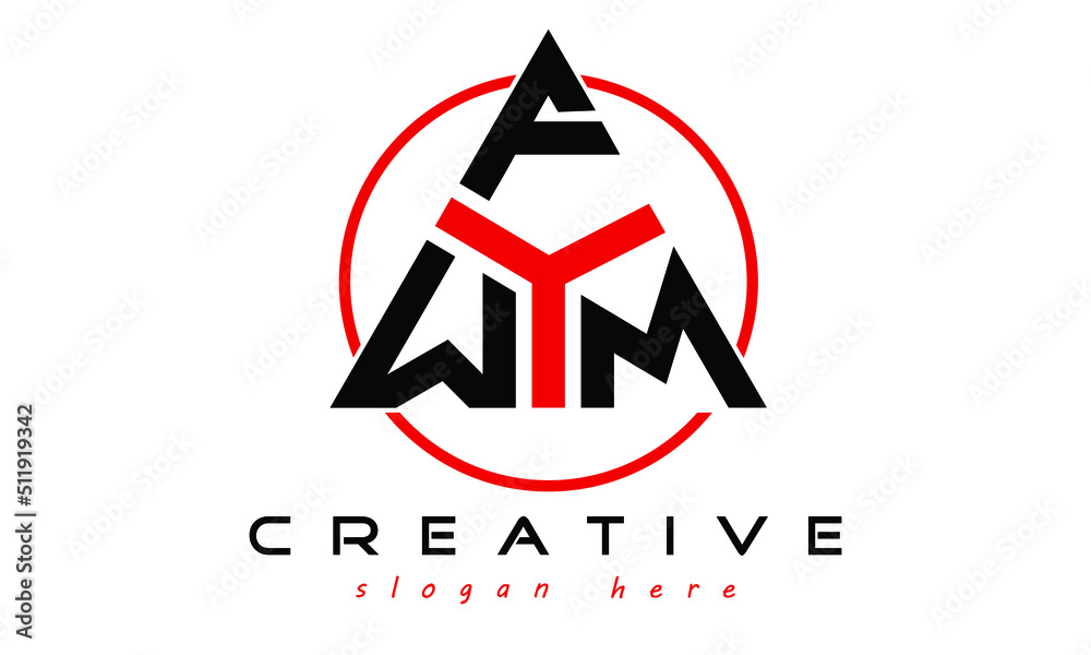 WFM three letter creative triangle shape in circle logo design vector ...