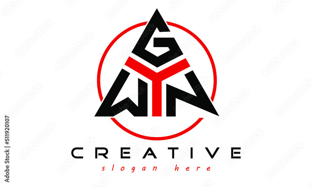 WGN three letter creative triangle shape in circle logo design vector ...