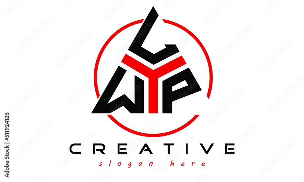 WLP three letter creative triangle shape in circle logo design vector ...