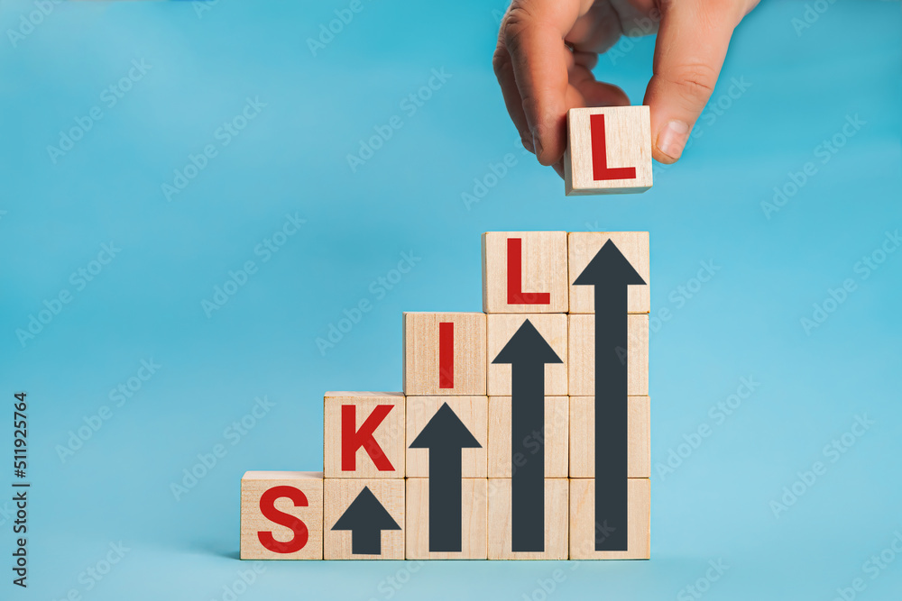 Skill training. Personal development and promoted employee. education ...