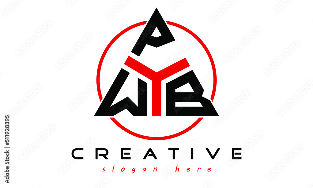 WPB three letter creative triangle shape in circle logo design vector ...