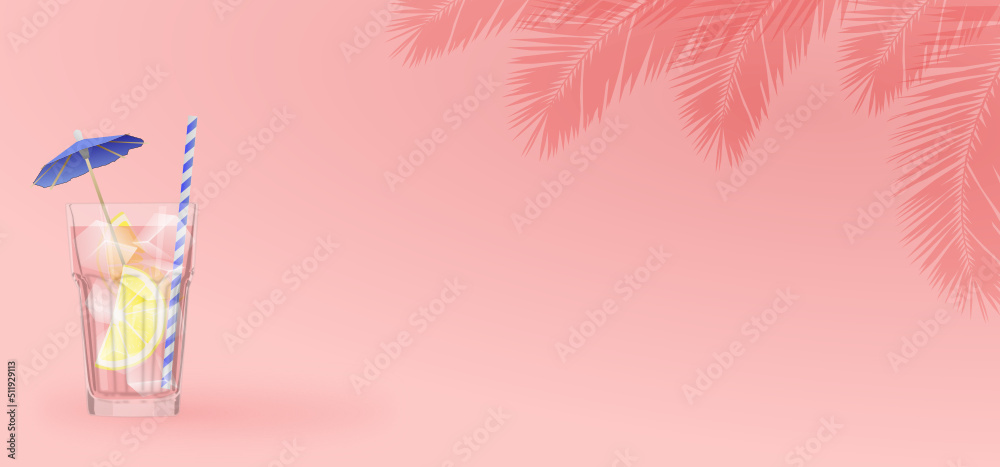 Summer background with image of cocktail in pink background svg Stock ...
