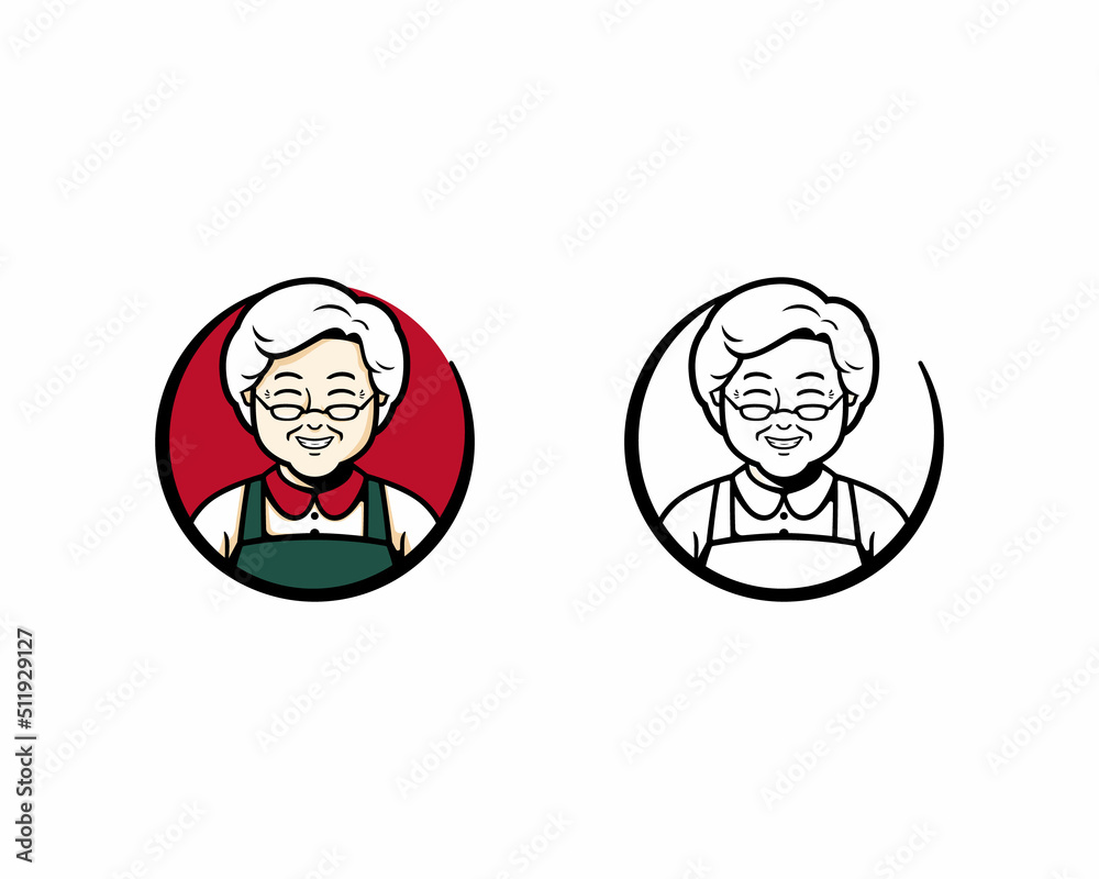 Grandma or granny mascot character logo design, vector format, logo ...