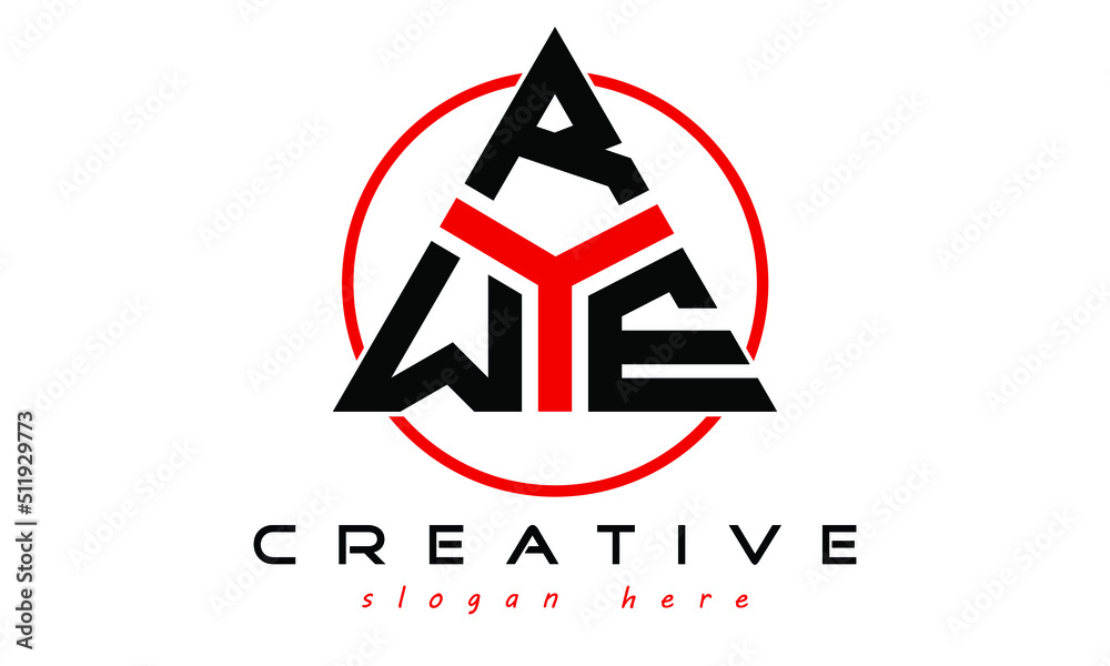 WRE three letter creative triangle shape in circle logo design vector ...