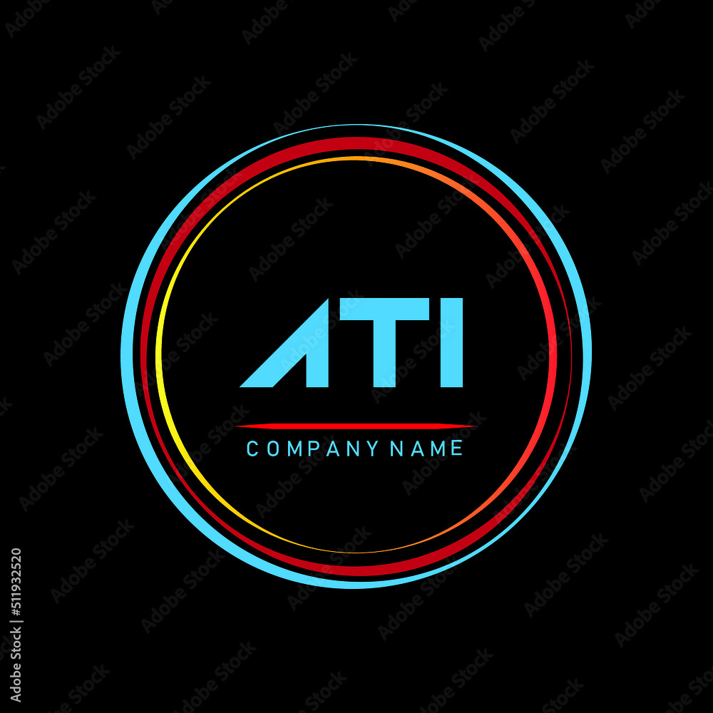 ATI ,A T I Alphabet Design With Creative Circles, ATI Letter Logo ...