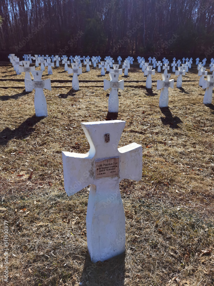 Lviv region, Ukraine, March 21, 2022: Military cemetery of ukrainian ...