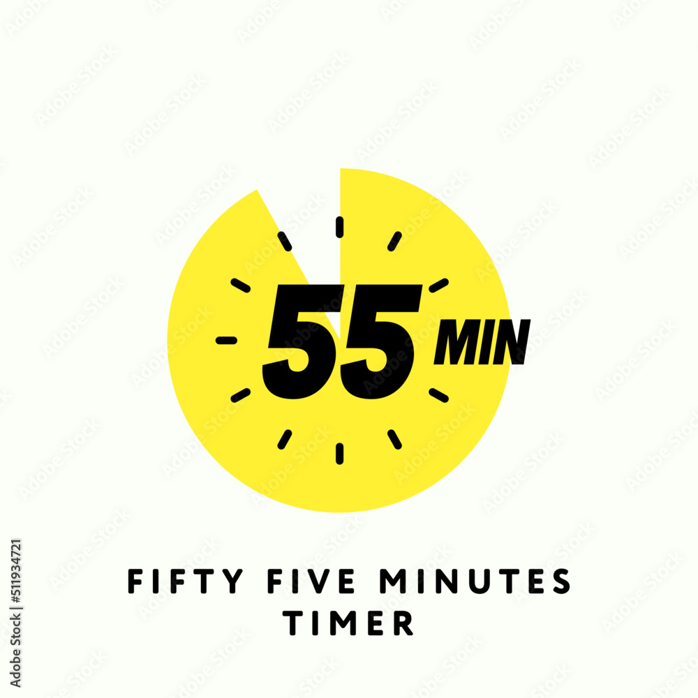 55 Minutes Timer Icon, Modern Flat Design. Clock, Stopwatch ...