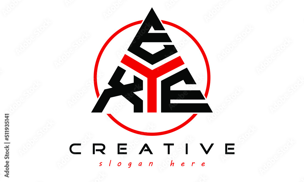 XEE three letter creative triangle shape in circle logo design vector ...