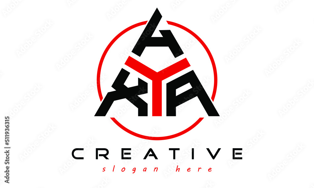 XHA three letter creative triangle shape in circle logo design vector ...